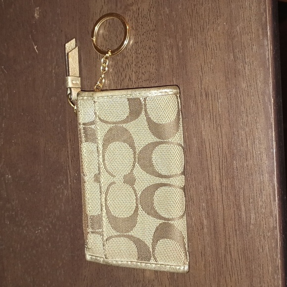 Coach | Bags | Coach Slim Card And Coin Wallet In Signature Canvas ...